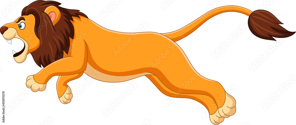 Cartoon lion jumping isolated on white background Stock Vector | Adobe ...