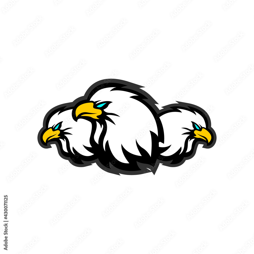 triple head eagle mascot e sport logo Stock Vector | Adobe Stock