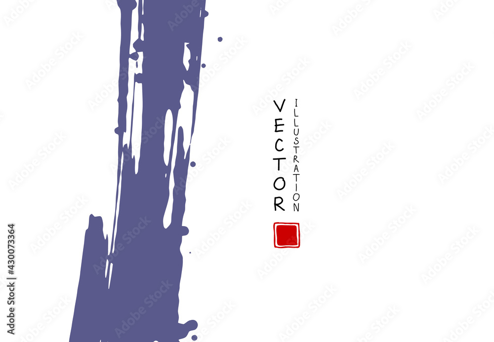 Abstract ink background. Chinese calligraphy art style, purple paint ...