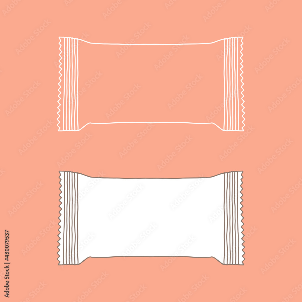 Linear packaging for candy or chocolate bar. Packing outline mockup ...