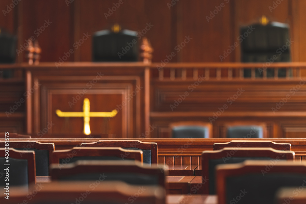 Table and chair in the courtroom of the judiciary.. Stock Photo | Adobe ...