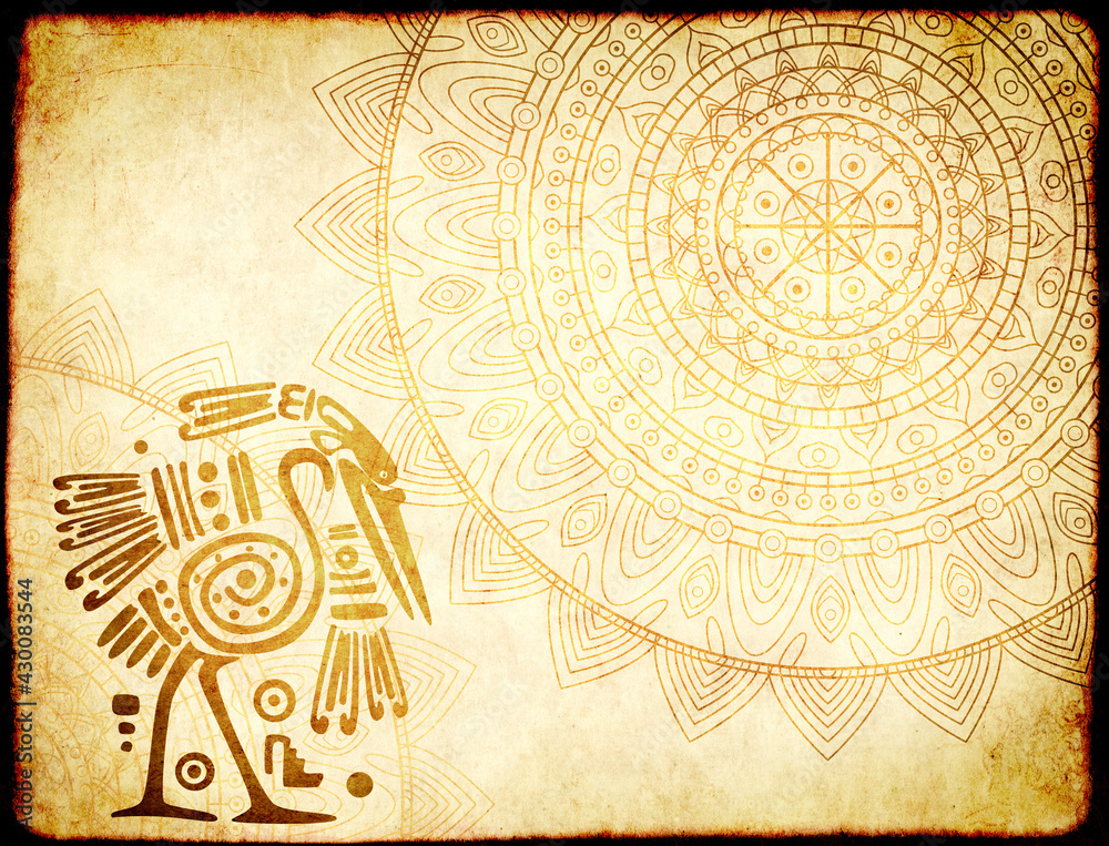 Grunge background with American Indian traditional patterns Stock ...