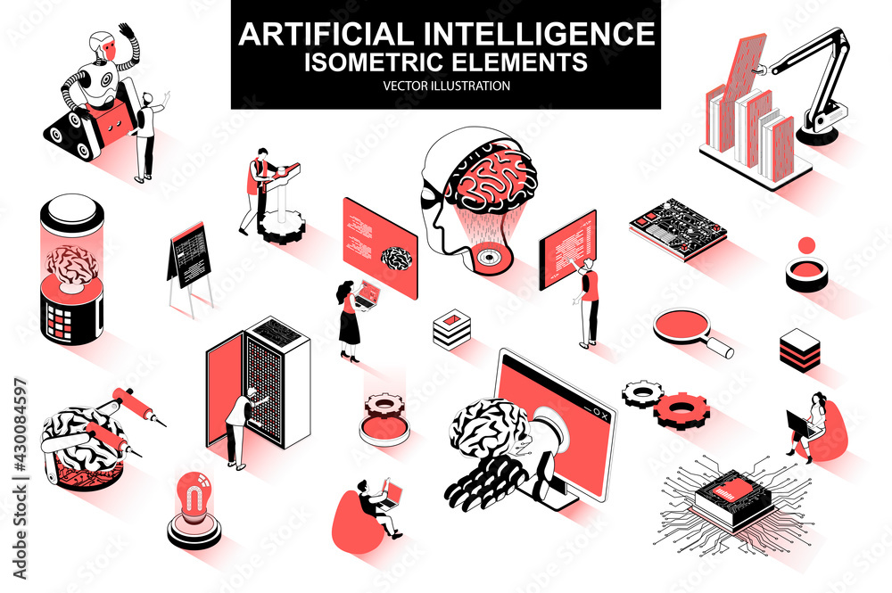 Artificial intelligence bundle of isometric elements. Electronic brain ...