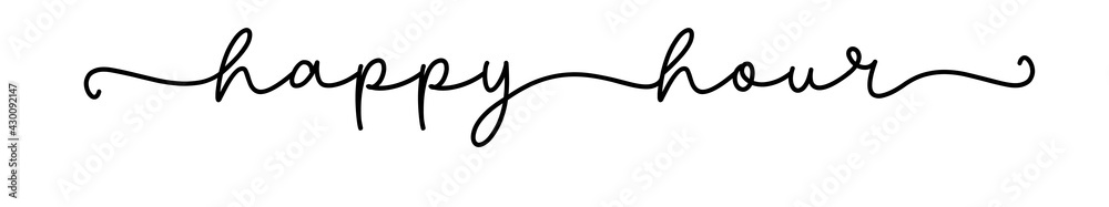 HAPPY HOUR. Hand drawn lettering text for design menu pub, bar ...