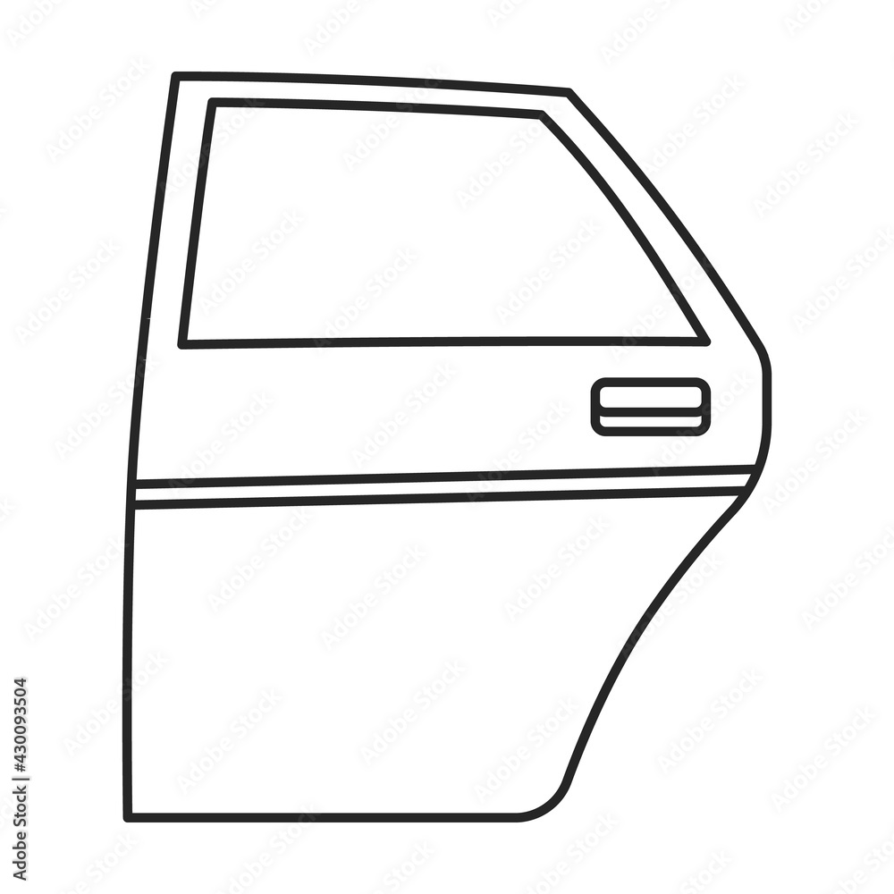 Car door vector outline icon. Vector illustration car on door white ...
