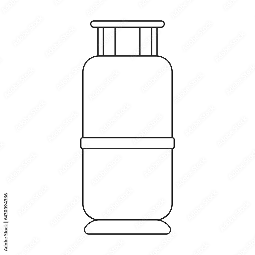 Gas cylinder vector outline icon. Vector illustration lpg on wite ...