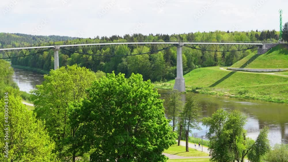 White rose bridge, the tallest pedestrian bridge in Lithuania, landmark ...