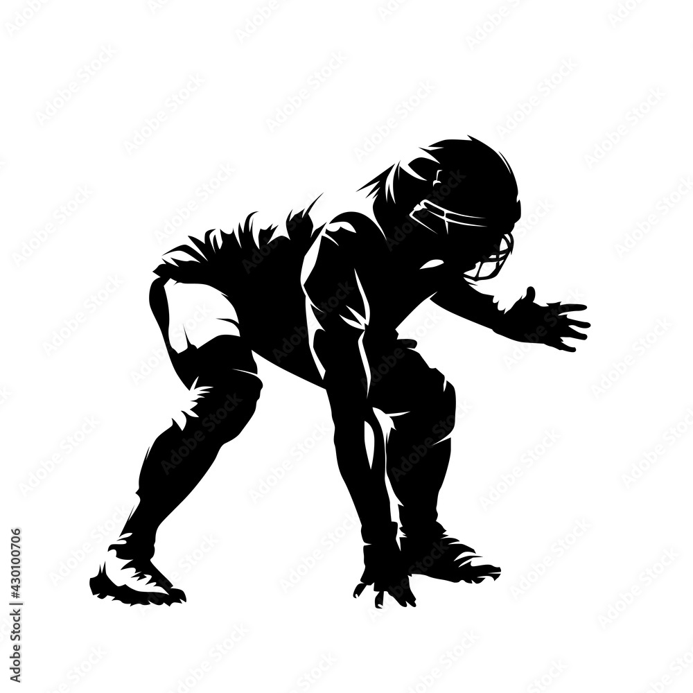 Defensive football player, american football. Isolated vector ...