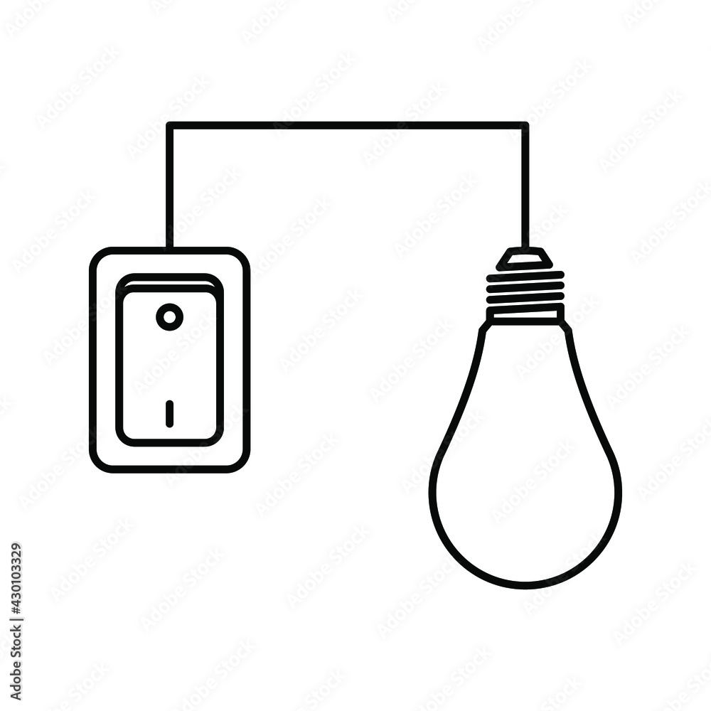 switch and light bulb icon. switch installation icon. Electrical panel ...