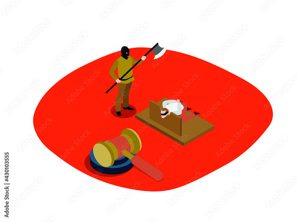 Medieval death penalty vector concept. Medieval executioner holding an ...