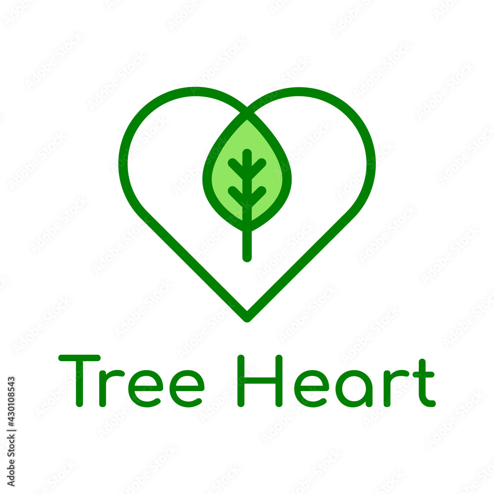 Tree heart sign. Love nature symbol. Biodegradable icon. Organic sign ...