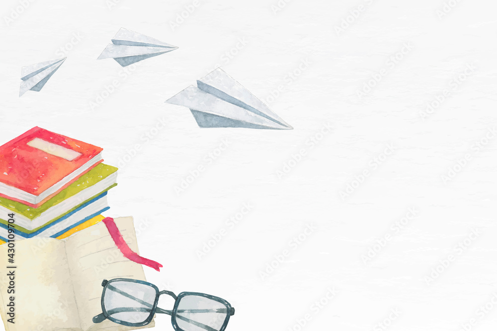 Watercolor background with education theme Stock Illustration | Adobe Stock