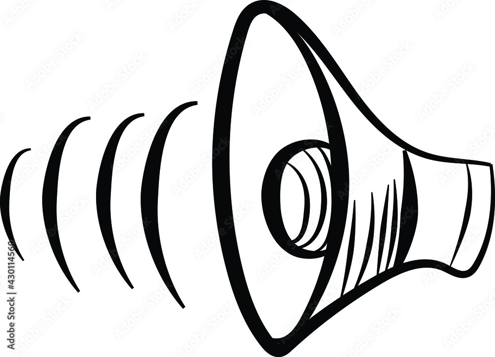 Speaker megaphone loudspeaker simple line art drawing Stock Vector ...