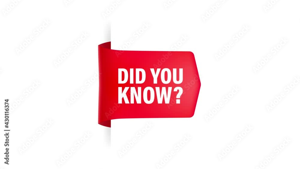 Did you know red ribbon in 3D style on white background. Motion ...