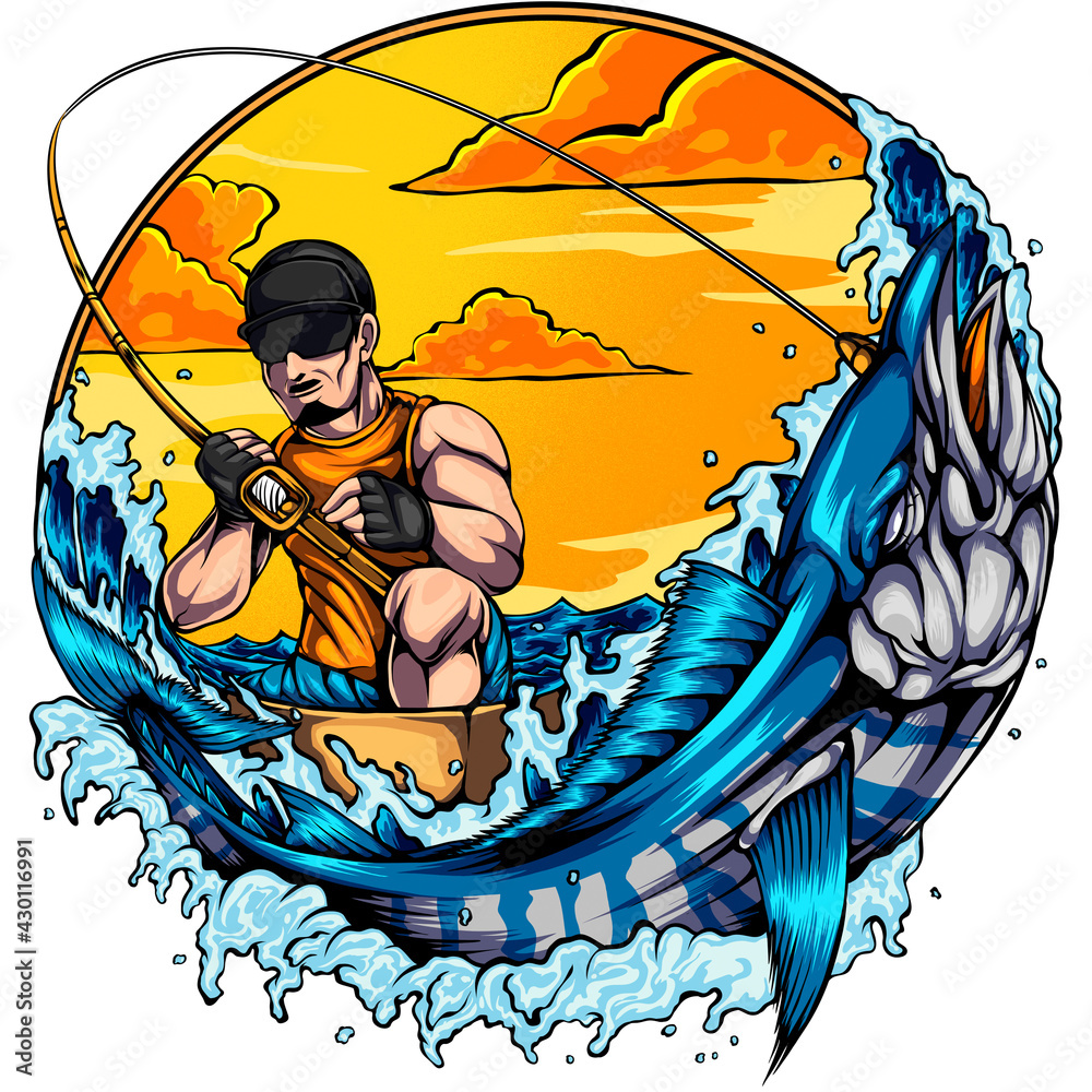 Wahoo fish illustration. Perfect ethnic backgrounds, tattoo art, design ...