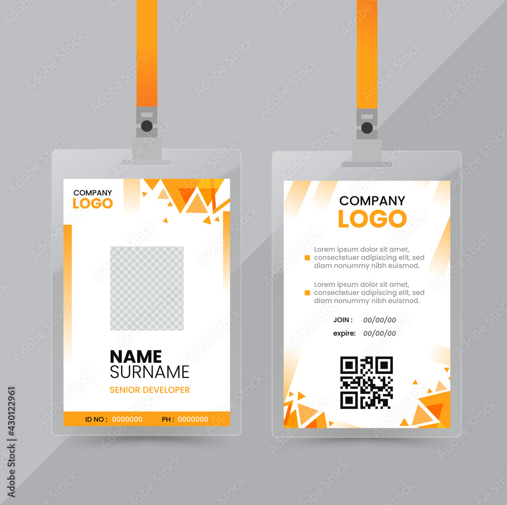 Minimalist yellow ID card design Stock Vector | Adobe Stock