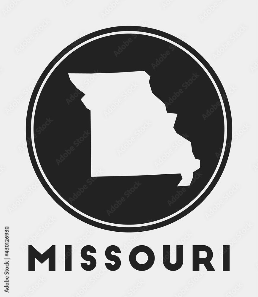 Missouri icon. Round logo with us state map and title. Stylish Missouri ...
