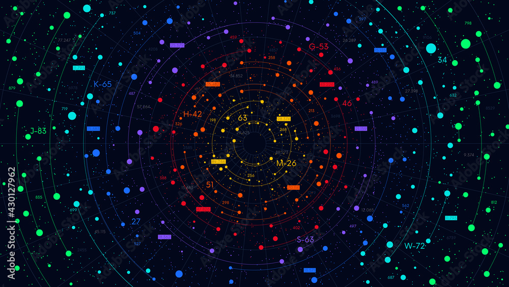 Big data digital cloud with numbers and circular structure, color ...