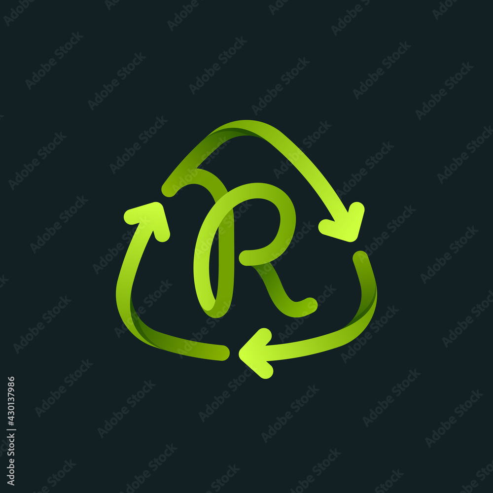Recycling symbol with R letter line logo. Stock Vector | Adobe Stock