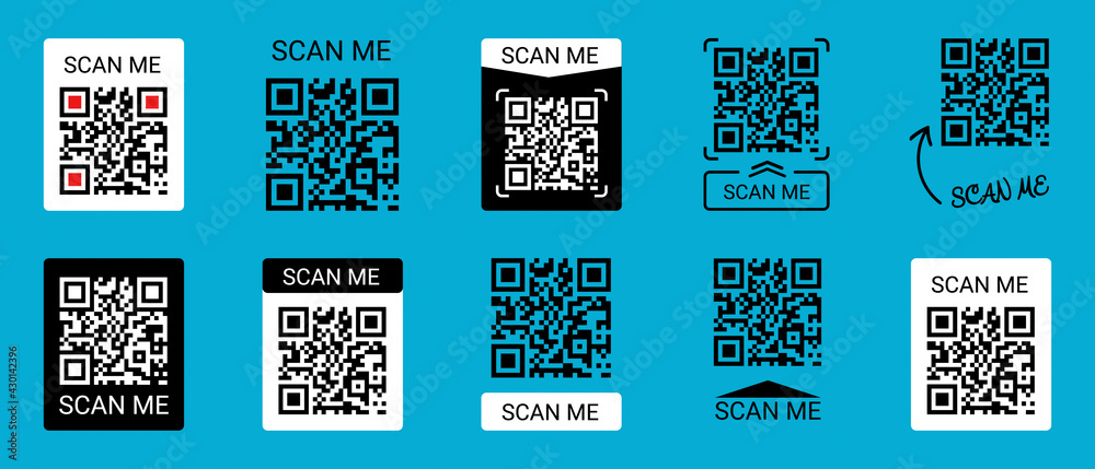 Mobile Smartphone QR Code Application Button With Scan Me Sign - Vector ...
