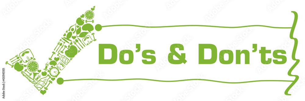 Dos And Donts Green Health Symbols Tick Mark Lines Horizontal Stock ...