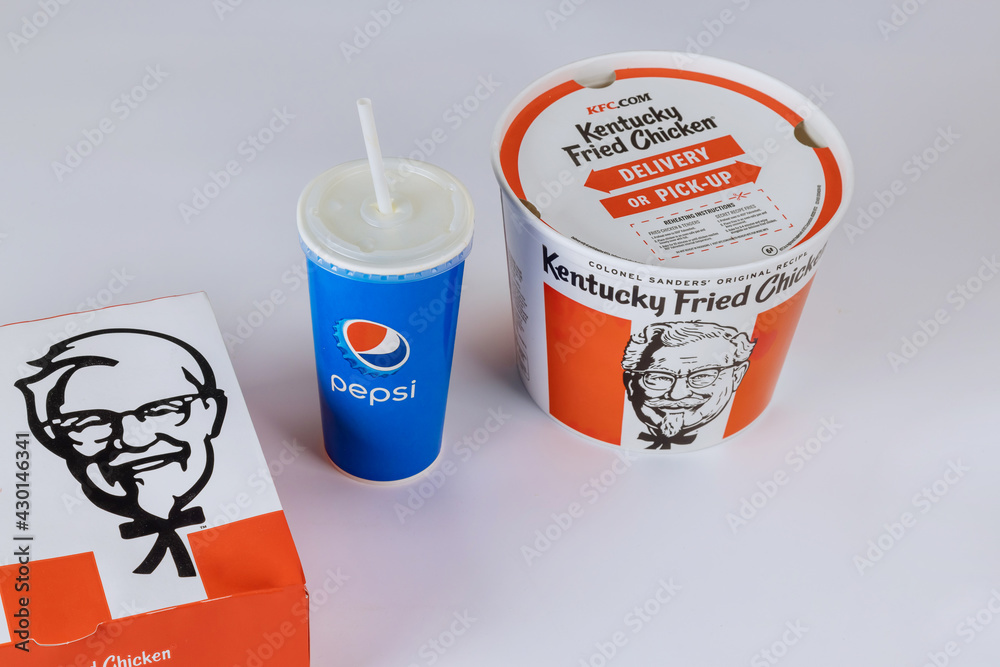 Kentucky Fried Chicken on set food box KFC famous fast food restaurant ...