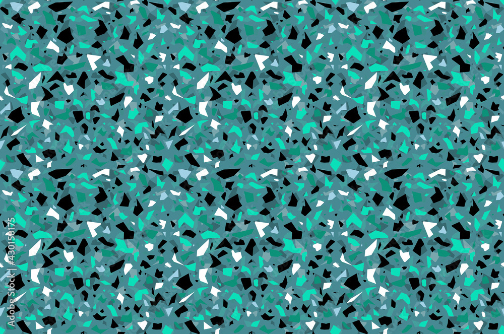 Terrazzo flooring vector seamless pattern in blue and turquoise colors. Texture of classic ...