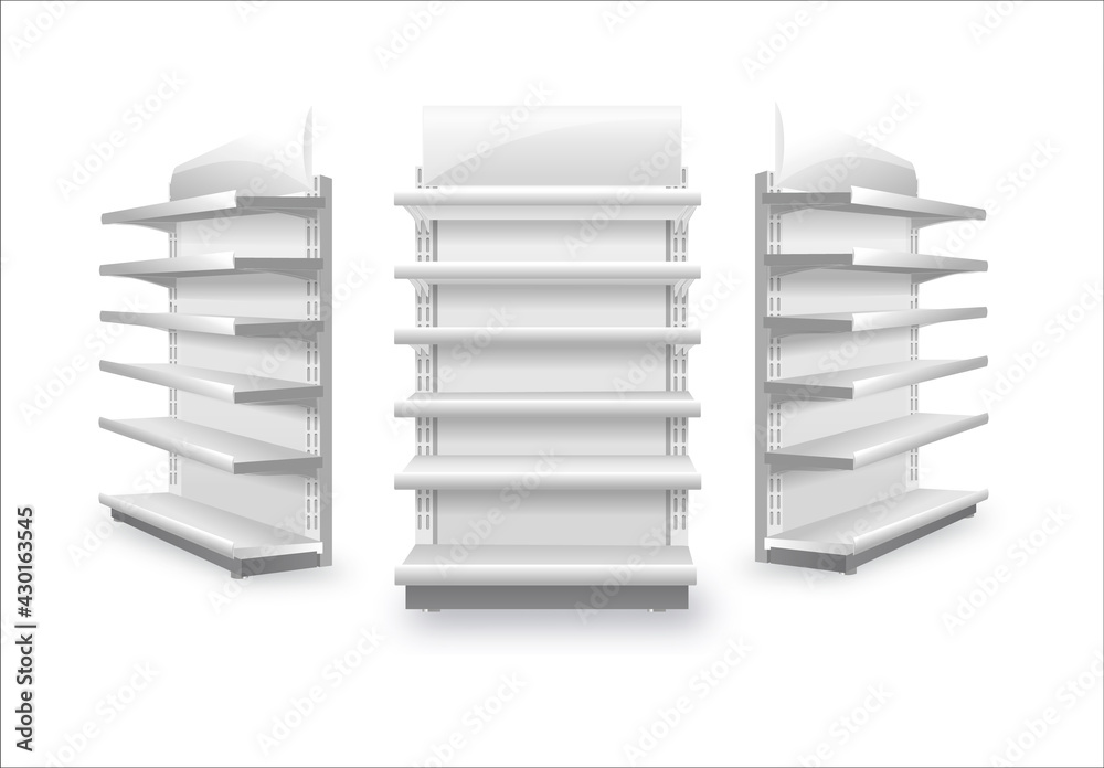 Shelving rack for store trading empty template for design stock vector ...