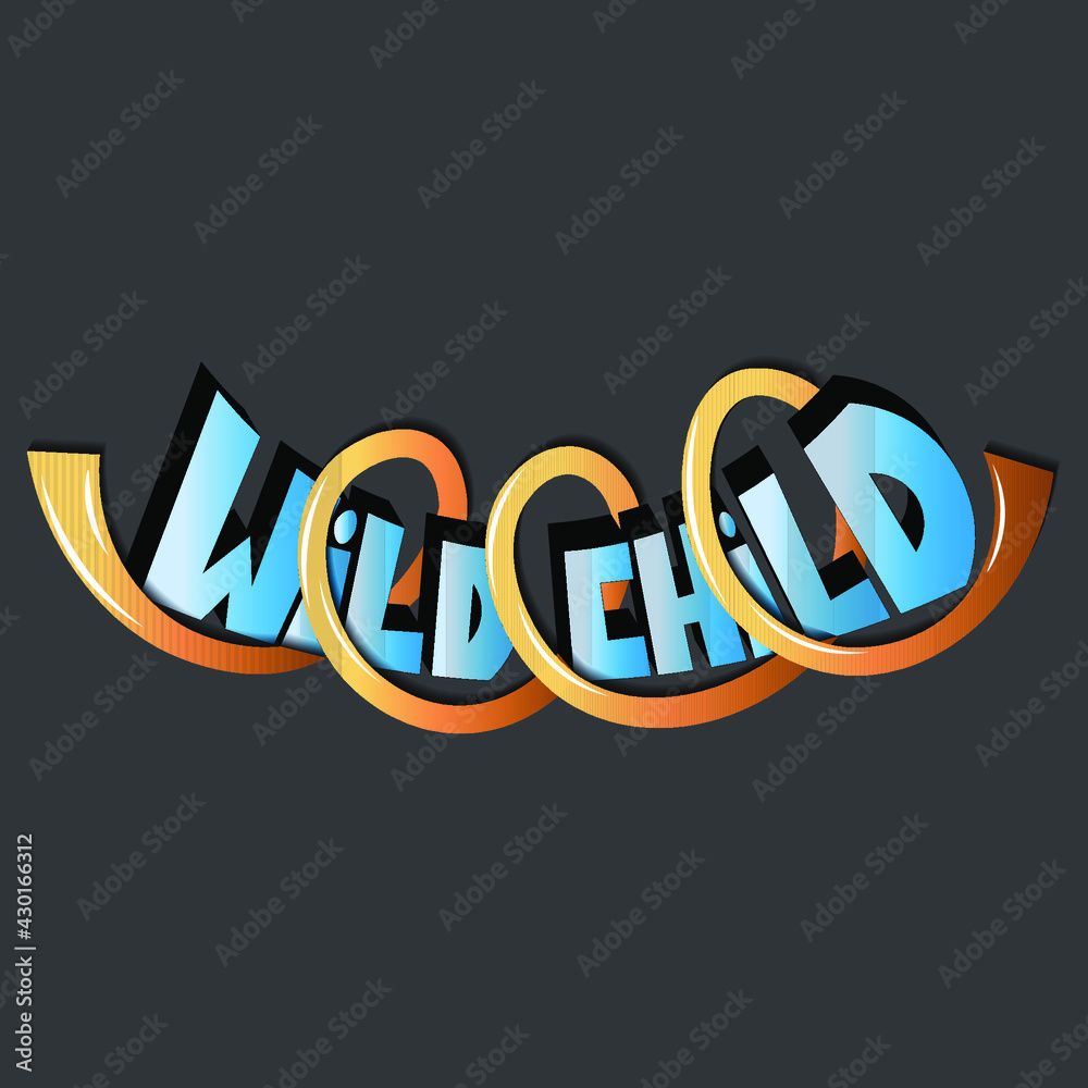 Vetor de gradient vector lettering "wild child" with shadow and ...