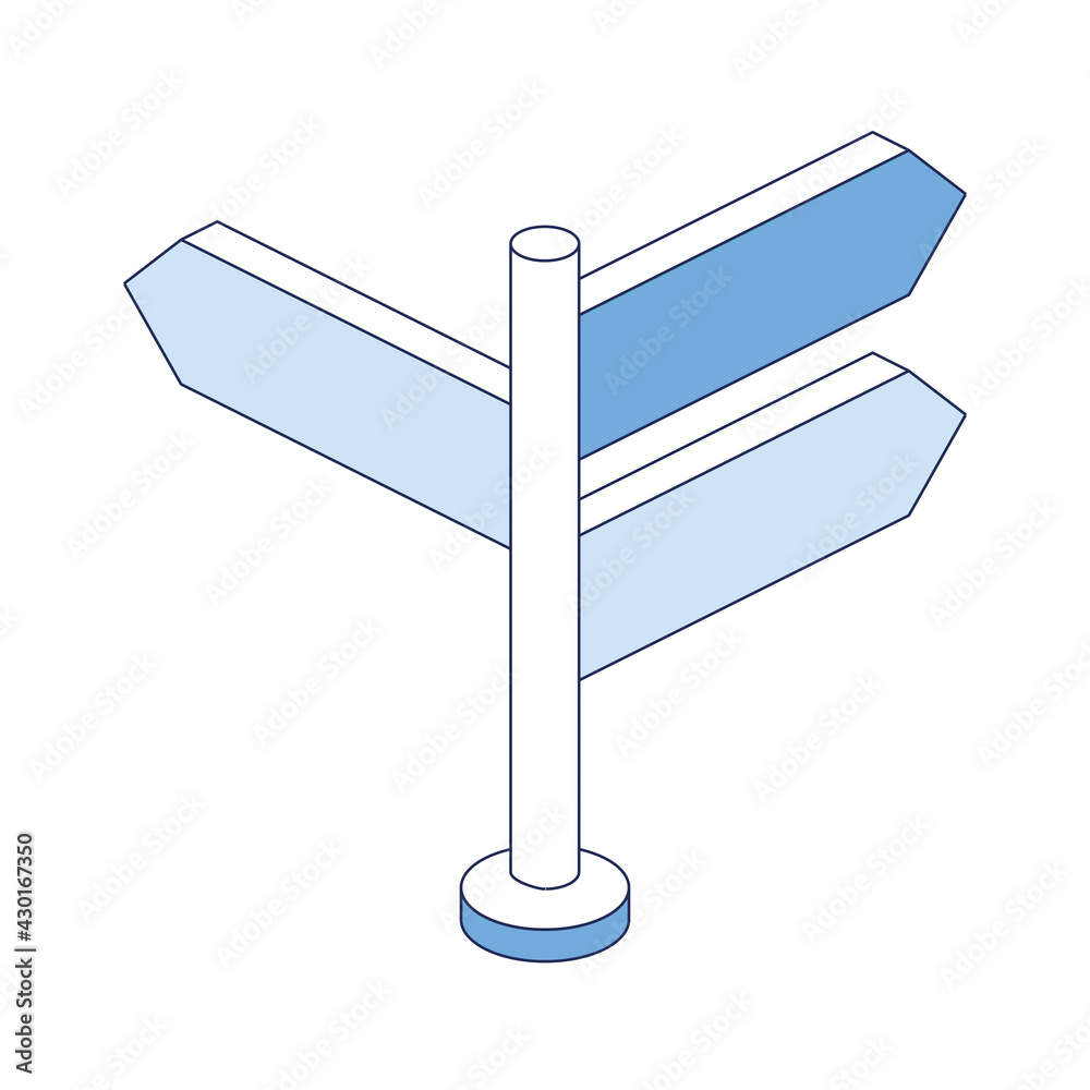 Arrows road signs. Vector 3d line isometric, web icons, blue color ...