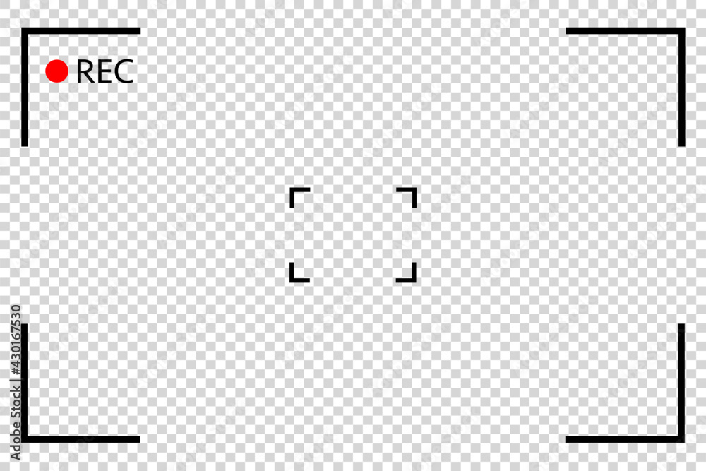 Camera viewfinder rec background vector. Video screen on transparent ...