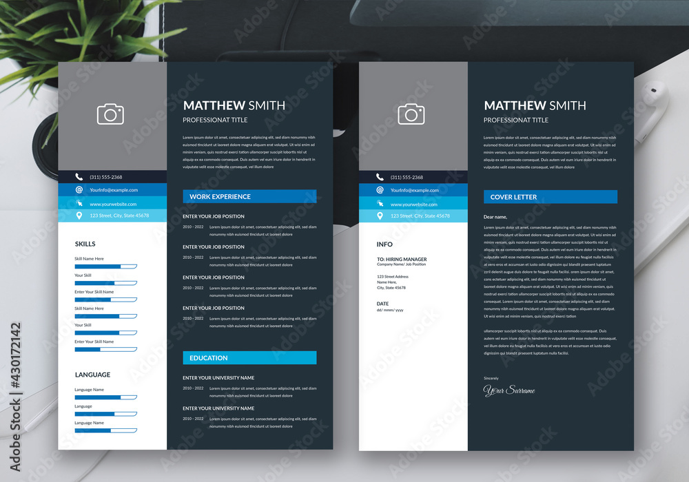 Modern Resume Layout Stock Vector | Adobe Stock