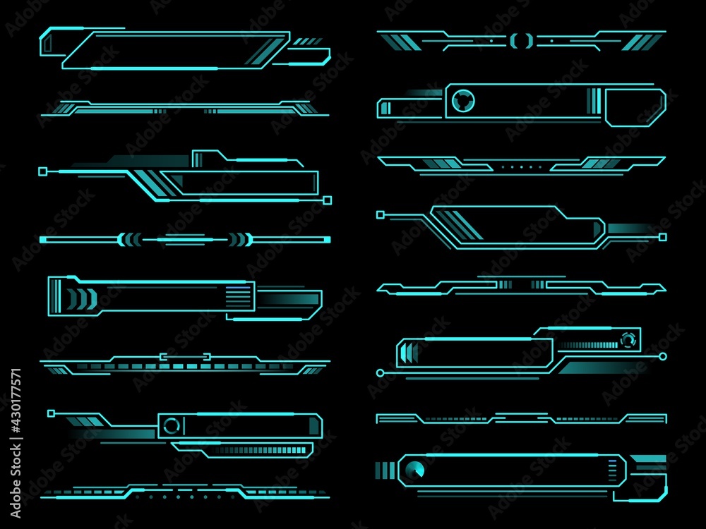 HUD futuristic info box, display and borders interface elements. Vector ...