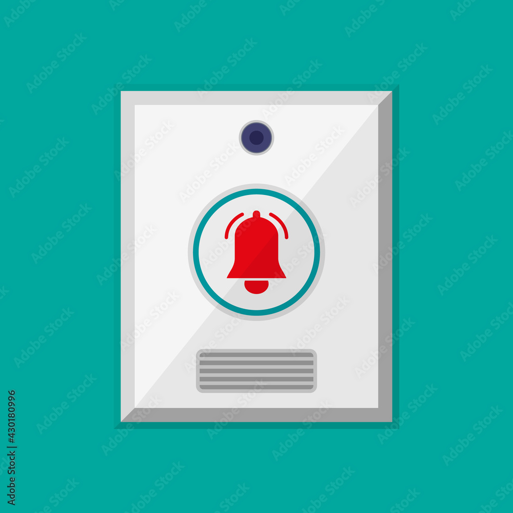 Bell door button. Doorbell with ring. Intercom with press button of ...