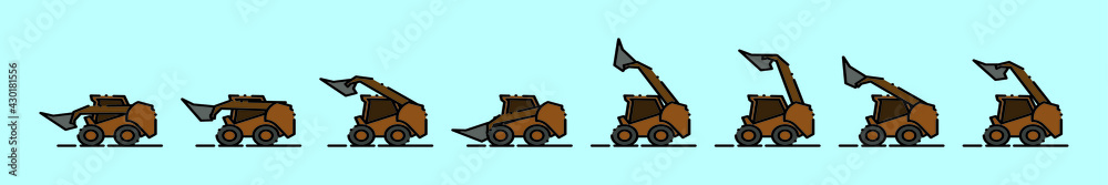 set of skid steer cartoon icon design template with various models ...