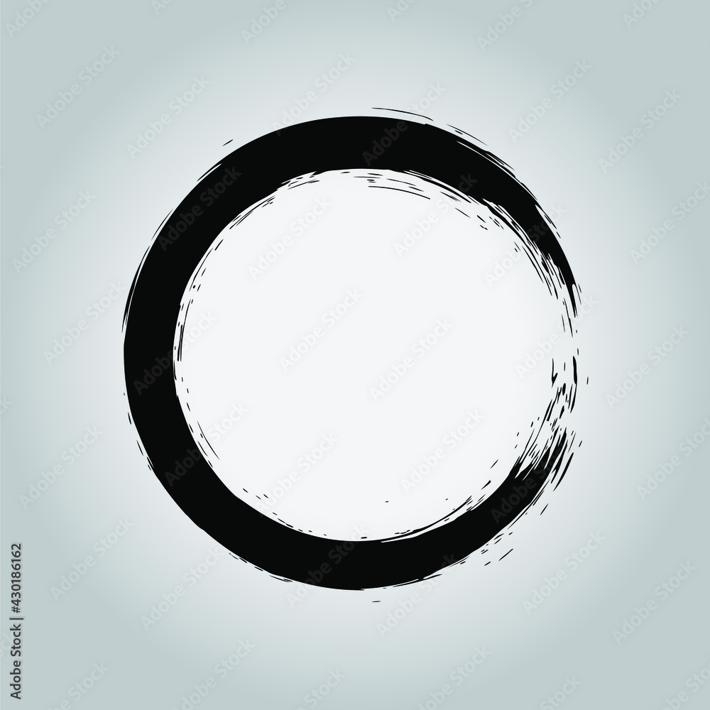 Black hand drawn circle shape. Vector illustration. Black enso zen ...