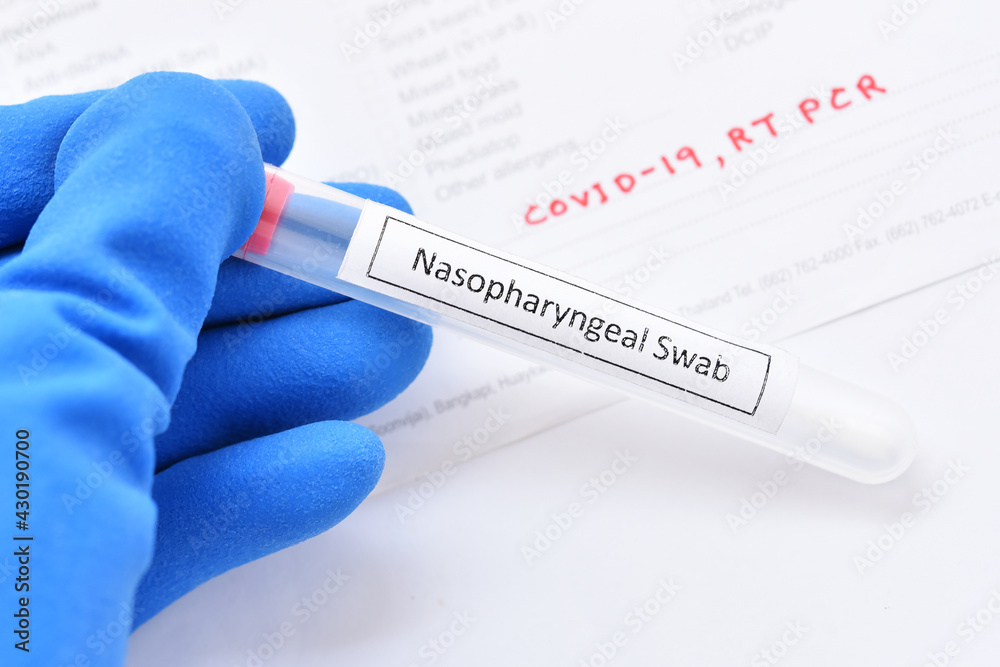 Nasopharyngeal swab from patient for COVID-19 testing by RT-PCR method ...