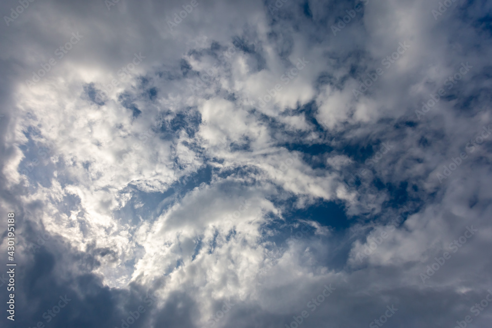 Soft white rain clouds on close-up sky beautiful dense look for ...
