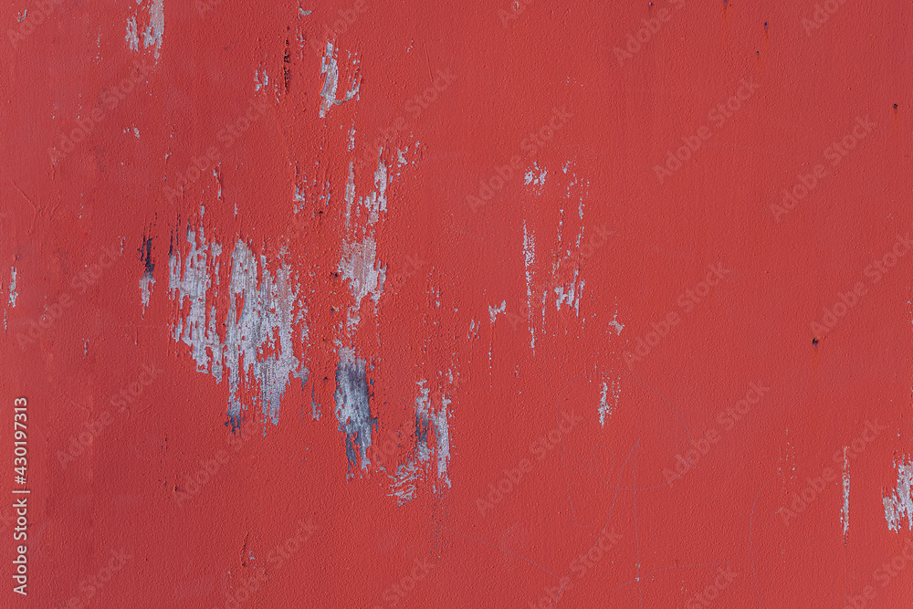 Red texture of metal sheet.Texture of the peeling paint on the sheet ...