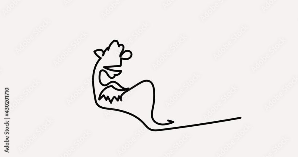 lion one line animation, animated continuous contour drawing of lion ...