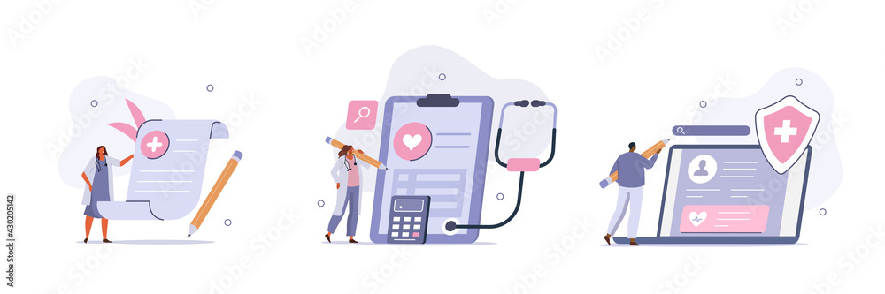 Doctor and Patient Filling, Calculating and Signing Health and Life ...