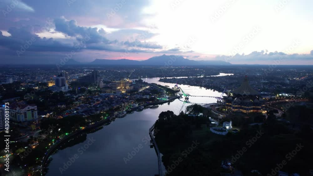Kuching, Sarawak Malaysia - April 26 2021: The buildings, landmarks and scenery of Kuching city ...