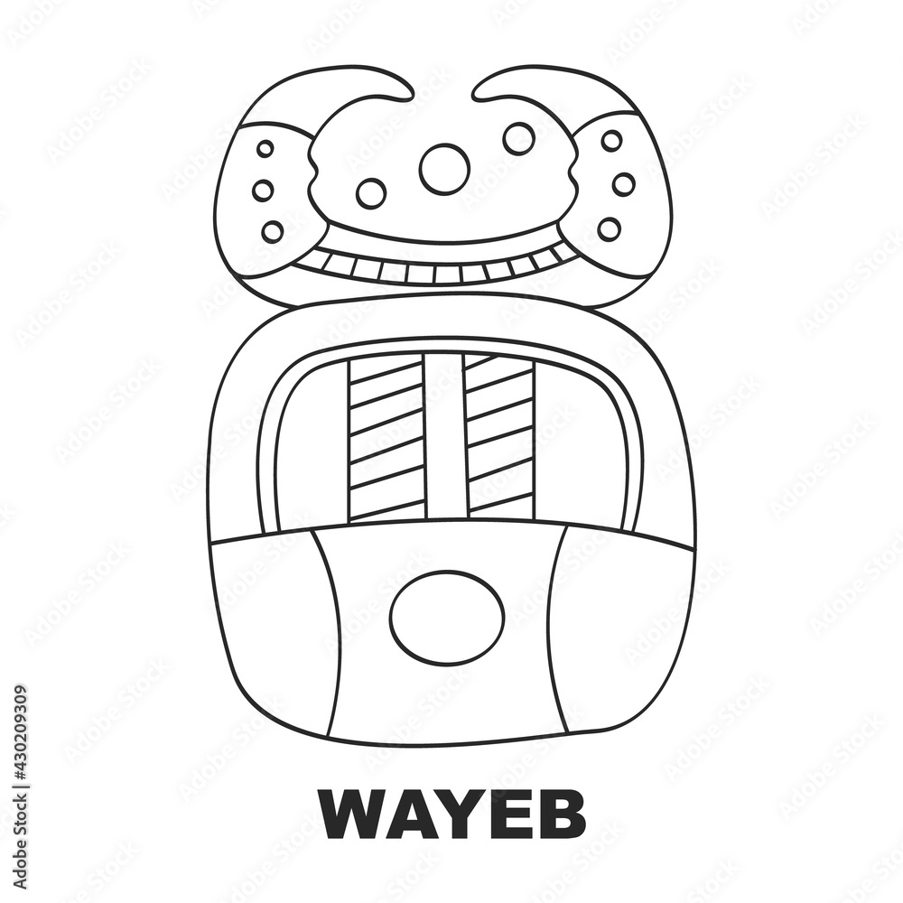 Vector icon with Glyph from Maya Haab calendar. Calendar month symbol ...