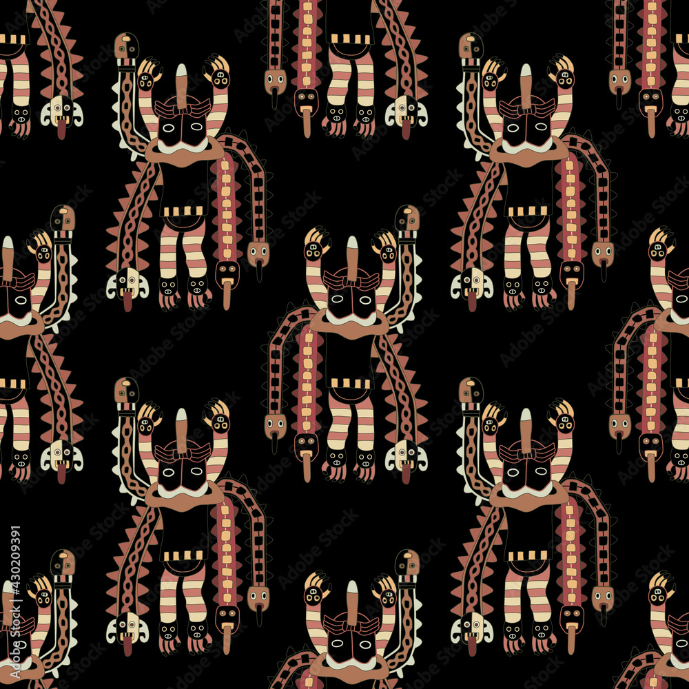 Seamless geometrical pattern with ancient Peruvian tribal motifs from ...