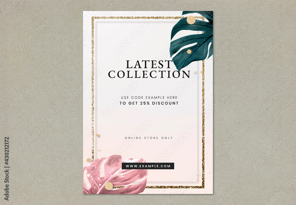 Golden Frame Poster Layout Design Stock Template | Adobe Stock