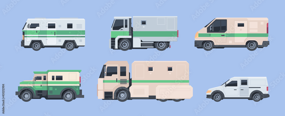 Police bank cars. Security finance services collector vehicle heavy ...