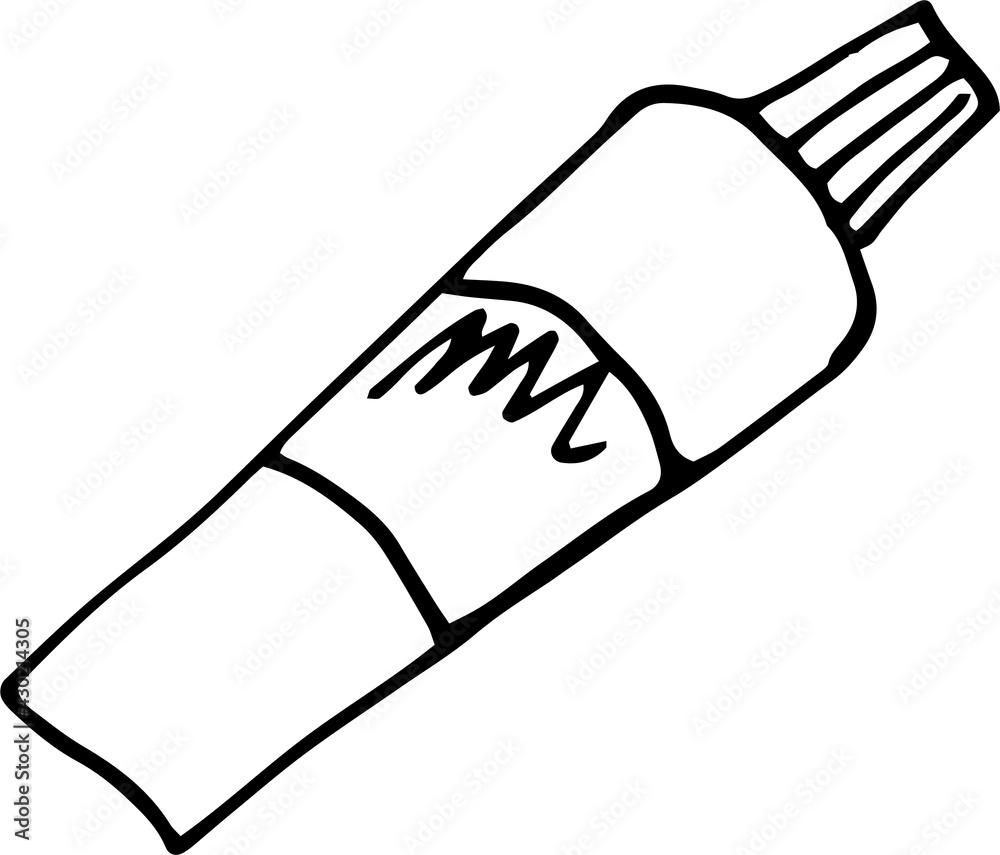 Paint tube doodle sketch graphic illustration hand drawn print coloring ...