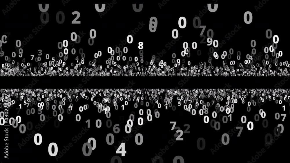 Digital neural network. Digital background of numbers moving as one ...