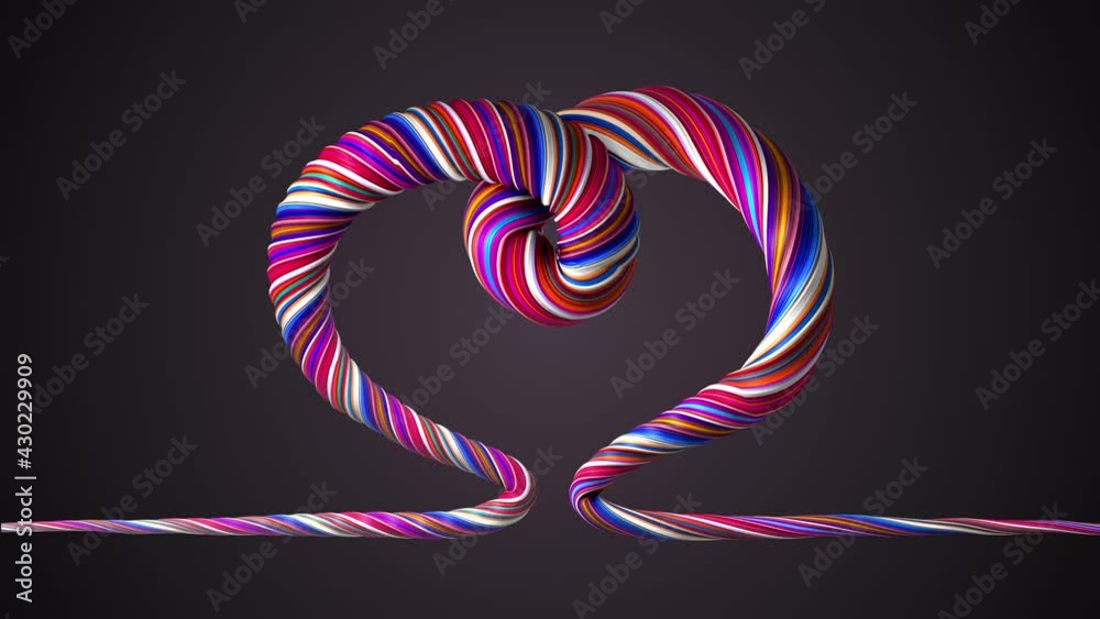 Thread animation. A braided rope creates a heart. The silhouette of ...
