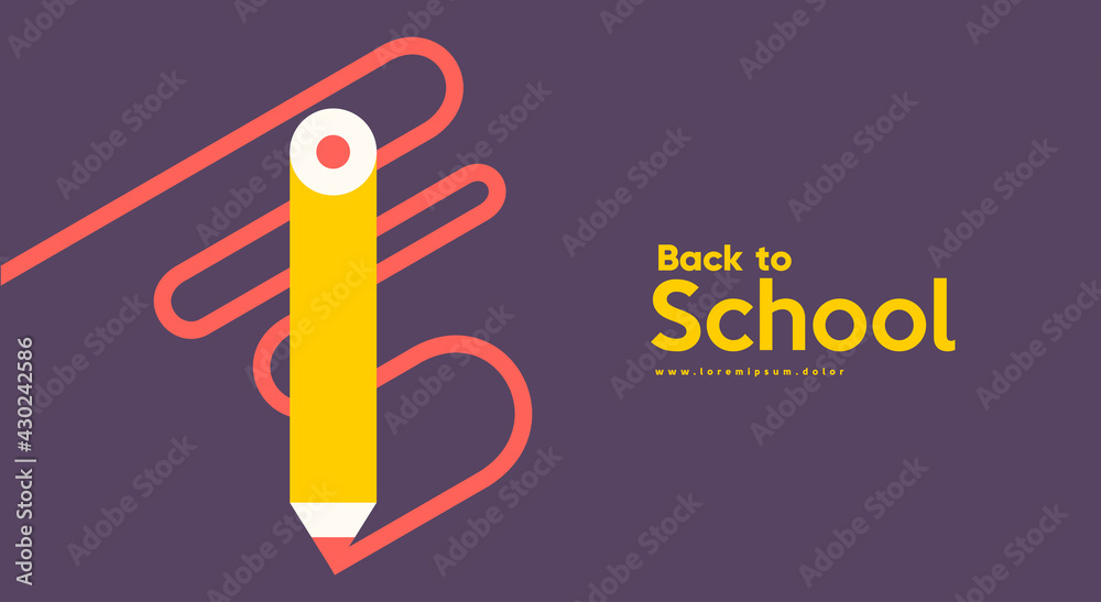 School backgrounds. A drawing pencil. Vector flat illustration. Back to ...